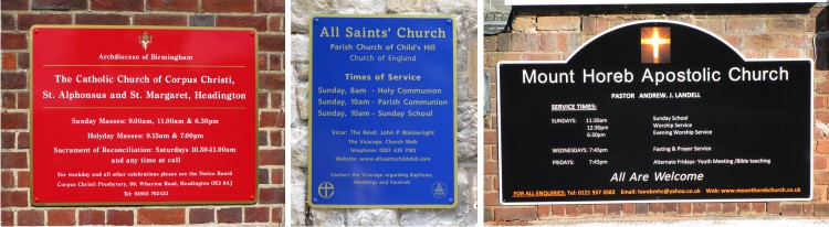 Church Signs - Wall Mounted - Signs for Churches