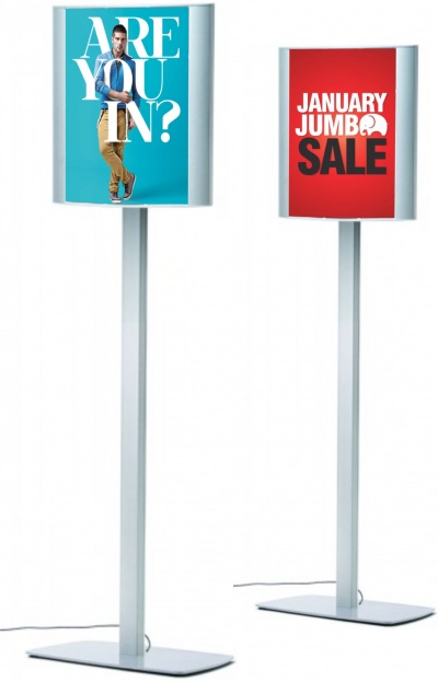 A3 Curved LED Illuminated Double Sided Sign Post - Signs for Churches